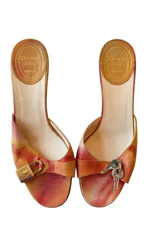 DEAR CLEMENTINE VINTAGE Dior Lock & Key Mules - Orange