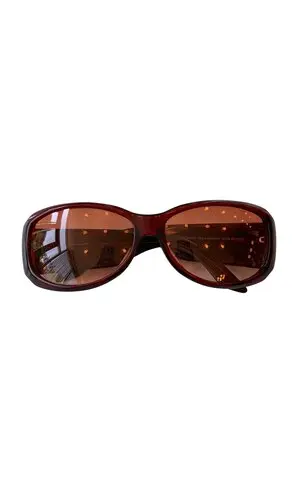 DEAR CLEMENTINE VINTAGE Dior Oxblood Logo Embellished Sunglasses - Red