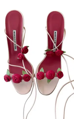 DEAR CLEMENTINE VINTAGE Manolo Blahnik Rose Sandals - Red