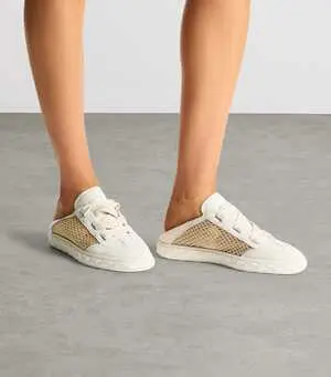 JIMMY CHOO Diamond Light Flex F Leather-mesh Low-top Sneakers - Gold