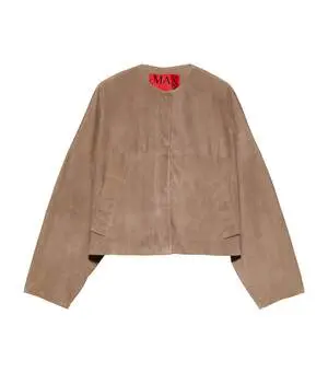 Max & Co. Suede Loose-fit Cropped Jacket - Beige