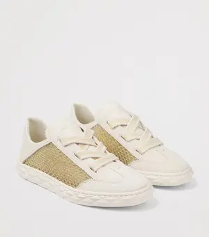 JIMMY CHOO Diamond Light Flex F Leather-mesh Sneakers - Gold
