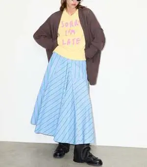 Max & Co. Striped Asymmetric Midi Skirt