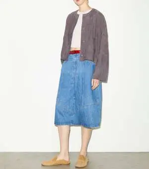 Max & Co. Suede Collarless Cropped Jacket