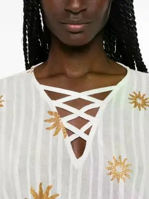 Sundress Lavande Sun-print Lace-up Kaftan