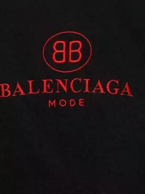 Balenciaga Logo Embroidered Ribbed Knit Sweater - Black