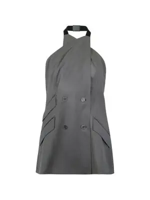 Max Mara Double-breasted Halterneck Top - Grey