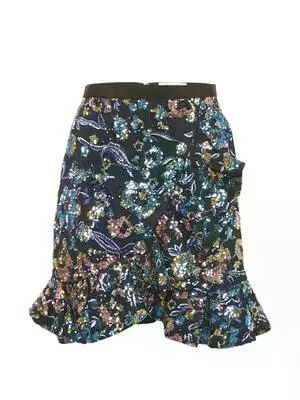 SELF-PORTRAIT Sequin Embellished Ruffled Mini Skirt