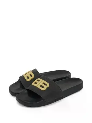 Balenciaga Logo Detail Slides - Black