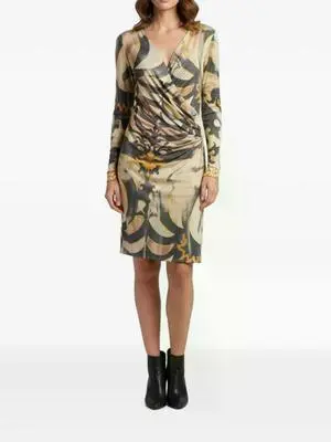 Emilio Pucci Abstract Print Silk Midi Dress