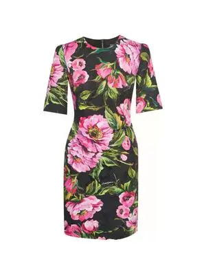 Dolce & Gabbana Jacquard Floral Print Midi Dress