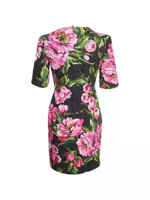 Dolce & Gabbana Jacquard Floral Print Midi Dress