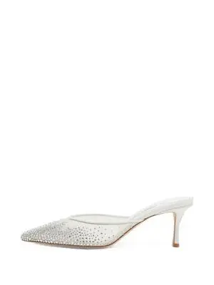 JIMMY CHOO Embellished Heeled Mules - White