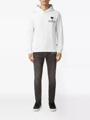Philipp Plein Cotton-blend Fleece Hooded Sweatshirt - White