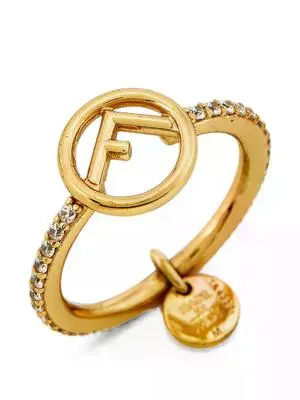 Fendi Crystal Embellished 'f Is Ring
