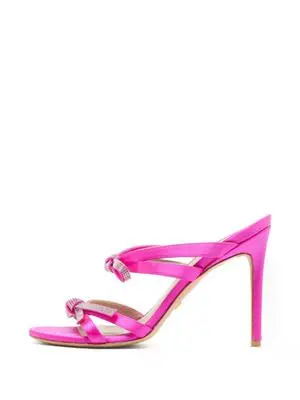 STUART WEITZMAN Satin Crystal Embellished Bow Detail Stiletto Sandals