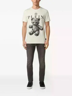 Philipp Plein Jersey T-shirt Skull Teddy Dollar - White