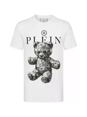 Philipp Plein Jersey T-shirt Skull Teddy Dollar - White