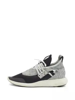 Y3 Elle Run Lace-up Cracked-leather Sneakers - Black