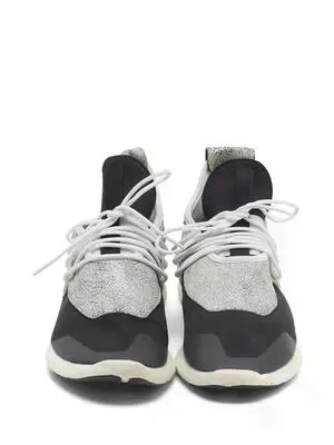 Y3 Elle Run Lace-up Cracked-leather Sneakers