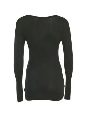ATM Anthony Thomas Melillo Long Sleeve Knitted V-neck Sweater - Black