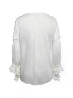 Roberto Cavalli Smocked Ruffled Blouse
