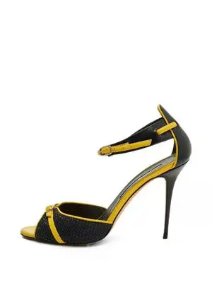 Manolo Blahnik Woven Ankle-strap Sandals - Black