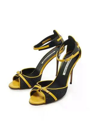 Manolo Blahnik Woven Ankle-strap Sandals
