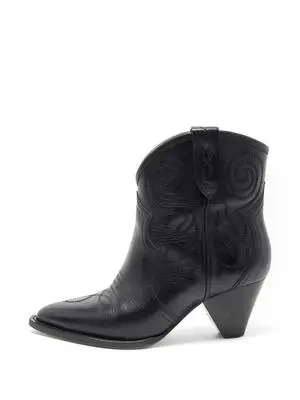 ISABEL MARANT VINTAGE Dewina Leather Ankle Boots - Black