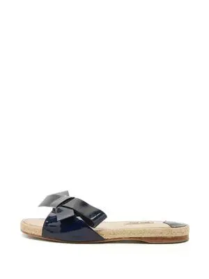 Miu Miu Patent Leather Bow Detail Espadrilles - Blue