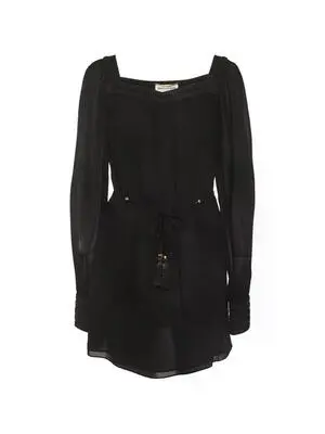 Saint Laurent Embroidered Square-neck Mini Dress