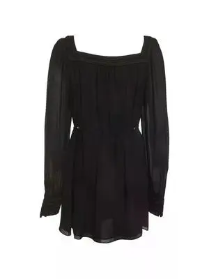 Saint Laurent Embroidered Square-neck Mini Dress