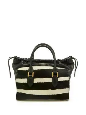 Burberry Dinton Zebra-print Tote Bag - Black