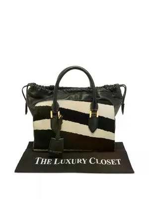 Burberry Dinton Zebra-print Tote Bag - Black