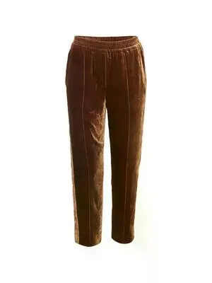 Brunello Cucinelli Monili Detail Velvet Trousers - Brown