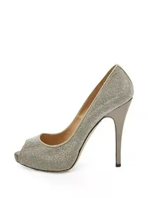 Valentino Garavani Embellished Peep-toe Pumps - Grey