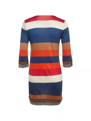 Diane Von Furstenberg Striped V-neck Silk Mini Dress