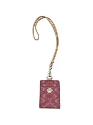 COACH Signature Coated Canvas Lanyard Cardholder - Pink