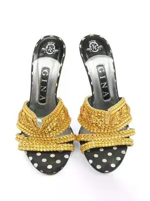 GINA Crystal-embellished Polka-dot Sandals