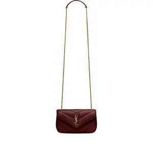 Saint Laurent Chevron Quilted Lambskin Shoulder Bag - Red