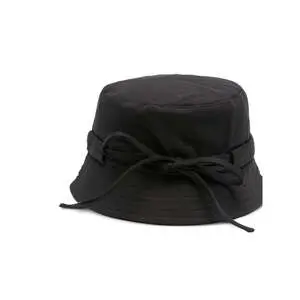 Jacquemus Cotton Bucket Hat With Silver-tone Logo - Black