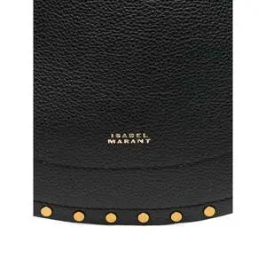 Isabel Marant Étoile Calf Leather Satchel With Gold-tone Studs - Black