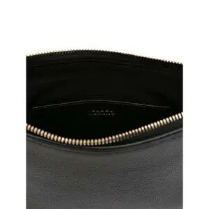 Isabel Marant Étoile Calf Leather Satchel With Gold-tone Studs - Black