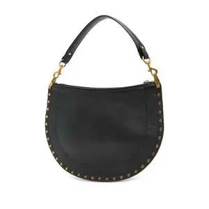Isabel Marant Étoile Calf Leather Satchel With Gold-tone Studs - Black