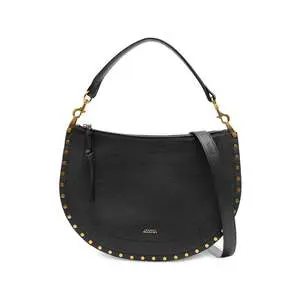 Isabel Marant Étoile Calf Leather Satchel With Gold-tone Studs - Black