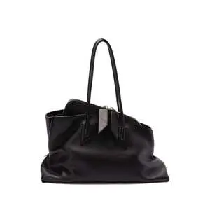 Attico Grained Leather Shoulder Bag - Black