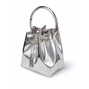 JIMMY CHOO Metallic Bucket Bag - Silver