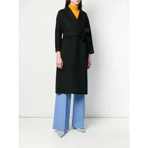 Max Mara Belted Wool Duster Coat - Black