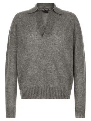 TOM FORD Cashmere And Silk Polo Shirt - Gray