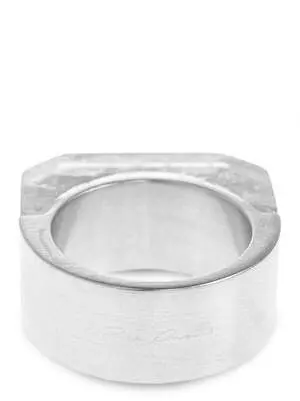Rick Owens Double Crystal Hollywood Ring In Palladium